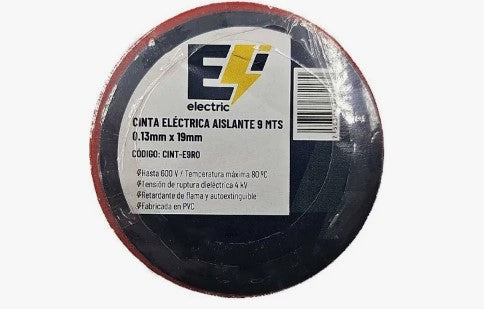 Cinta Electrica Aislante 9 Mts 0.13mm x 19mm Roja, ELI Electric CINT-E ...